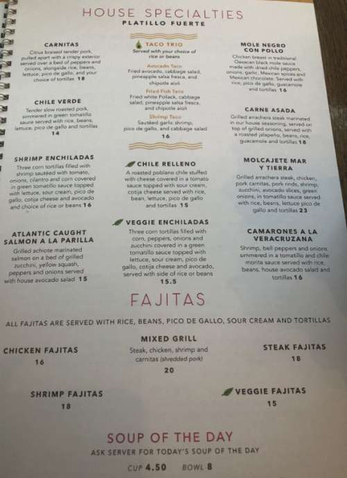 Patria Cocina menu in Atlanta, Georgia, USA