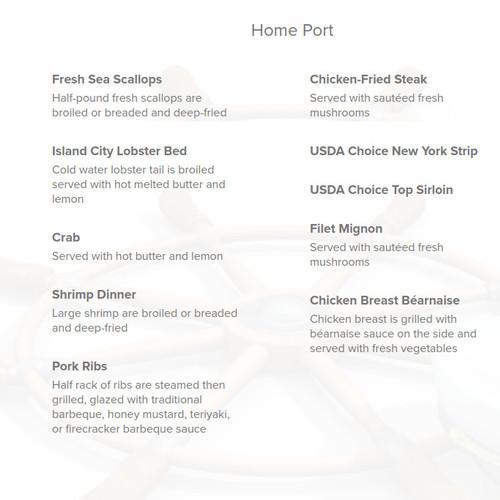 The 5 O'Clock Club menu in Cumberland, Wisconsin, USA