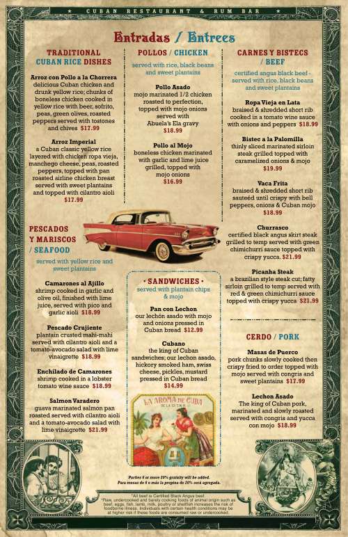 La Bodeguita De Mima Cuban Restaurant and Rum Bar menu in Louisville ...