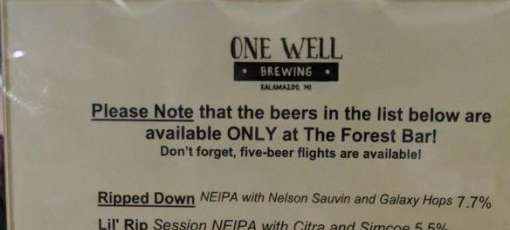 Menu for One Well Brewing (Dine-In and To-Go) in Kalamazoo, MI | Sirved