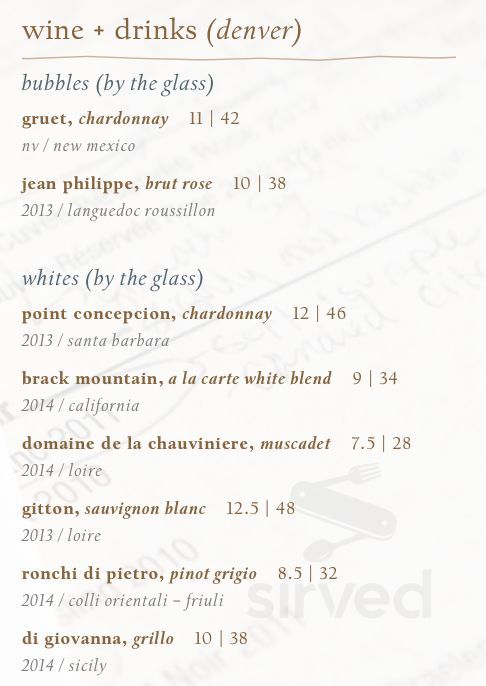 duo Restaurant menu in Denver, Colorado, USA