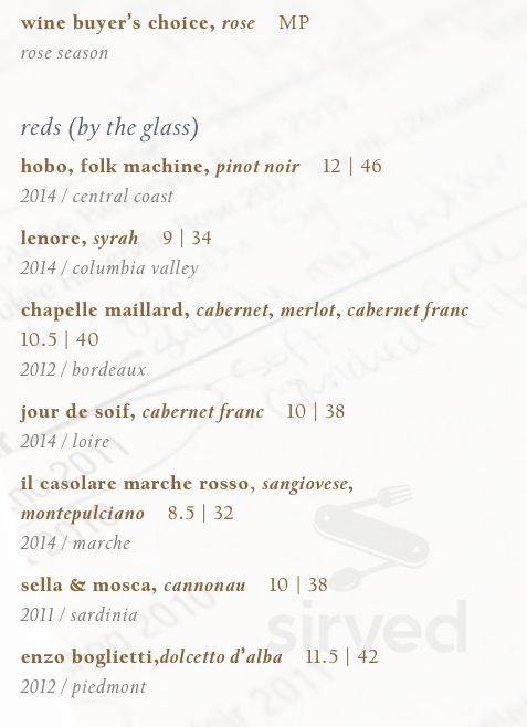 duo Restaurant menu in Denver, Colorado, USA