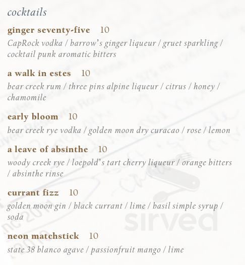 duo Restaurant menu in Denver, Colorado, USA