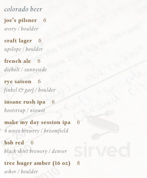 duo Restaurant menu in Denver, Colorado, USA