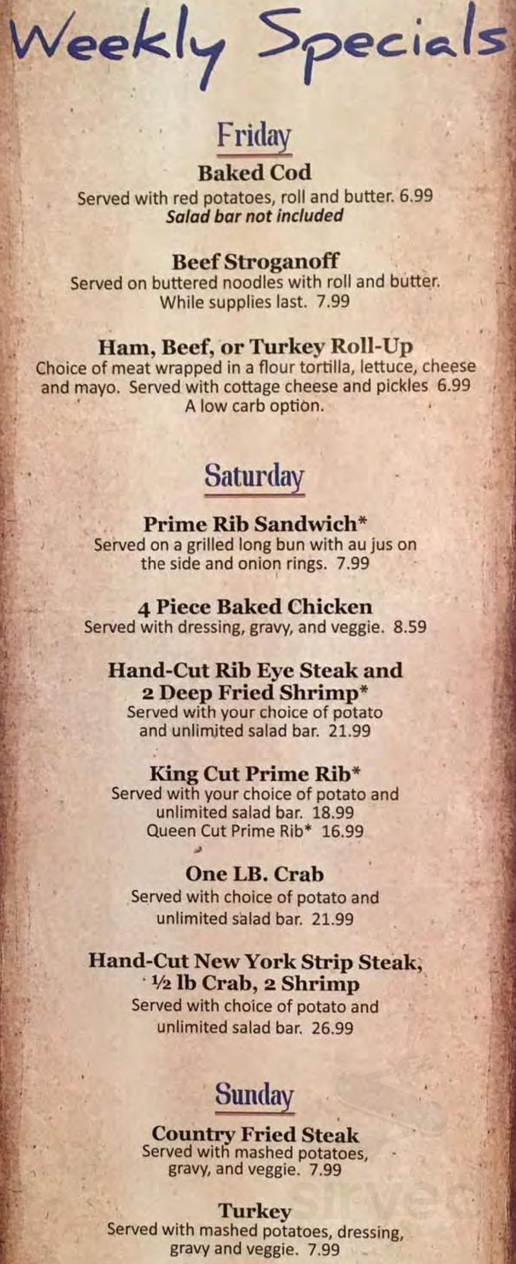 Tully's II Food & Spirits menu in Monona, Wisconsin, USA