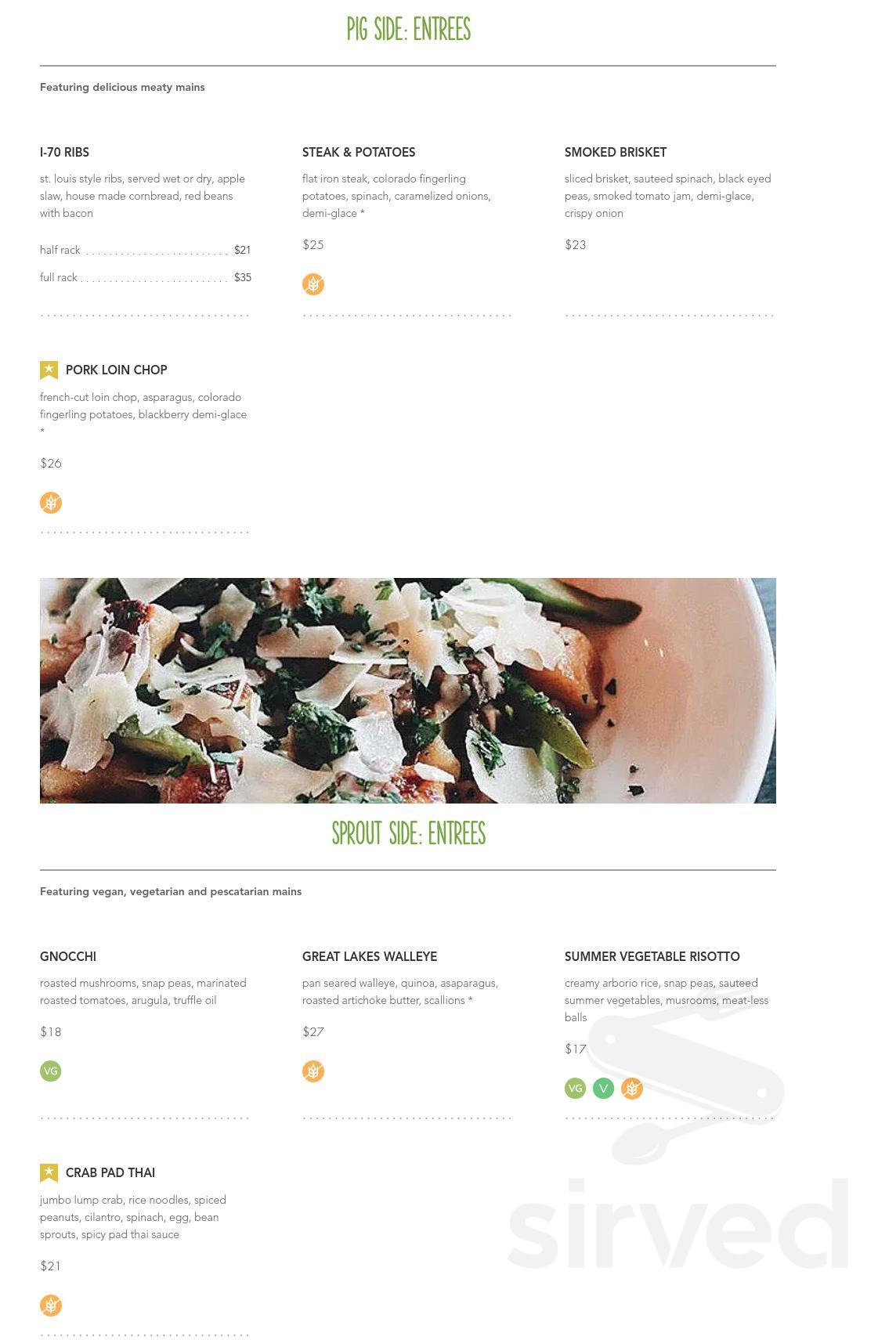 Menu - Denver CO's The Pig & The Sprout | Sirved
