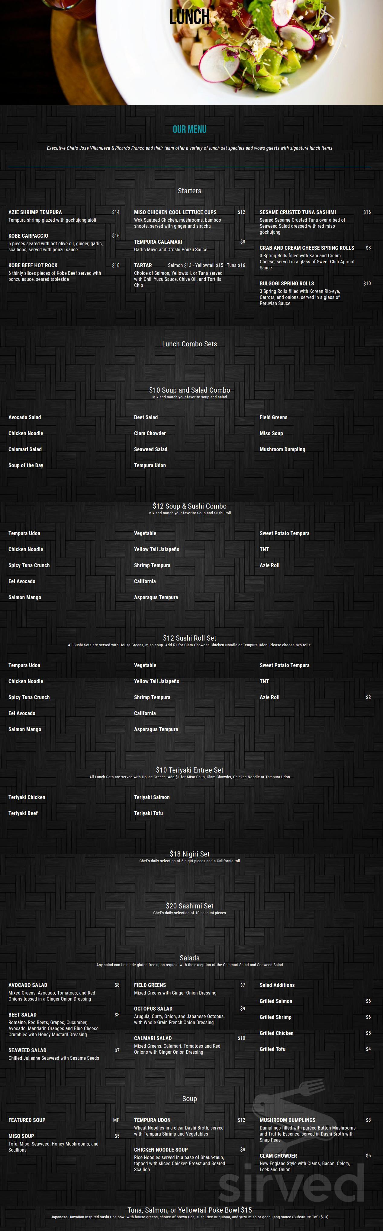 Azie Media menu in Media, Pennsylvania, USA