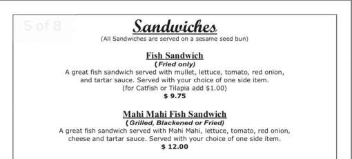 The Fishing Hole Pensacola Restaurant Menu - Pensacola, Florida | Sirved