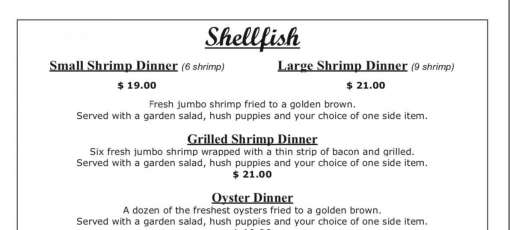 The Fishing Hole Pensacola Restaurant Menu - Pensacola, Florida | Sirved