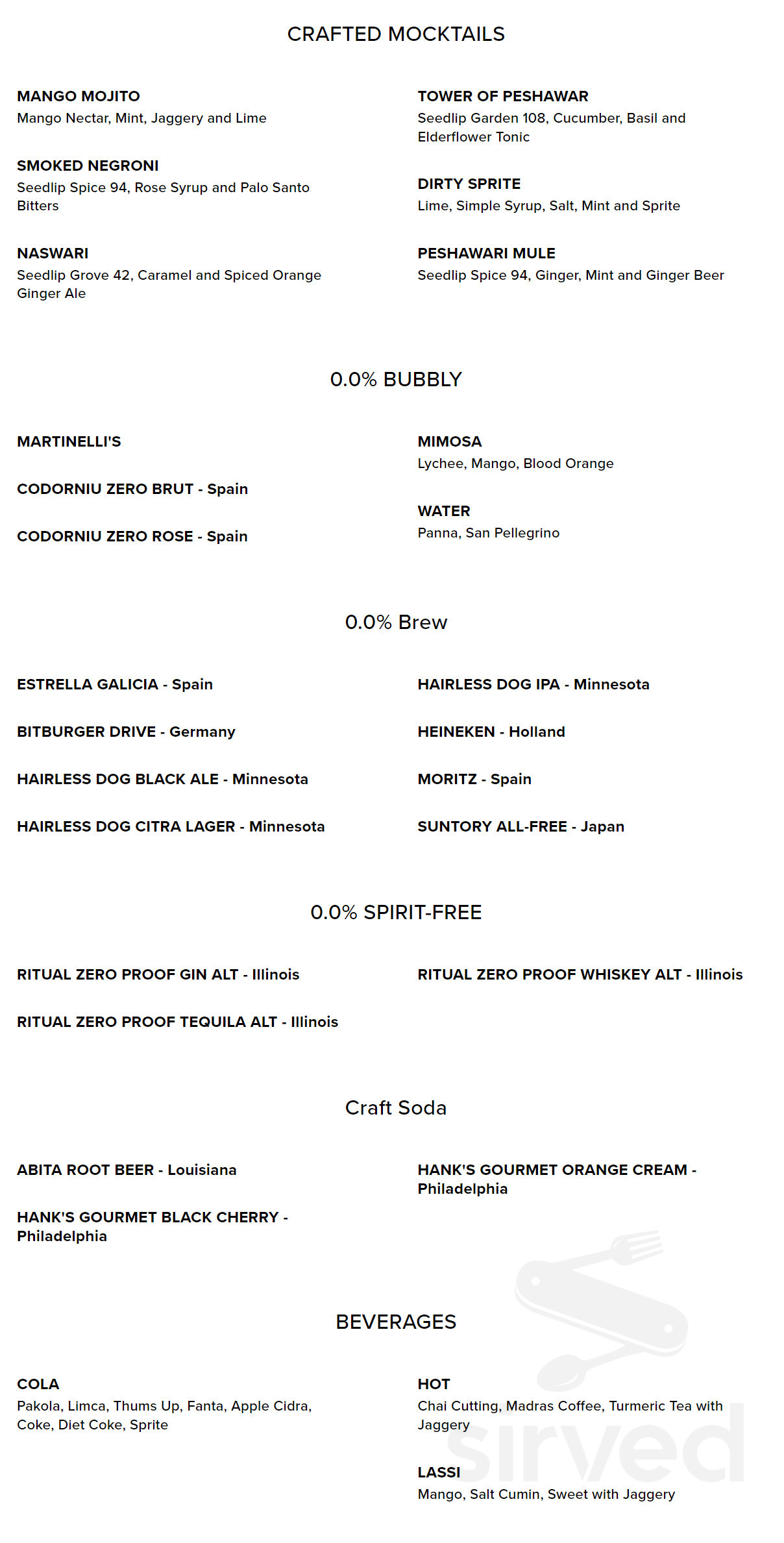 Khan Saab Desi Craft Kitchen menus in Fullerton, California, United States