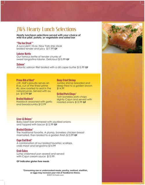 J W Halls Steak & Seafood Inn menu in Aliquippa, Pennsylvania, USA