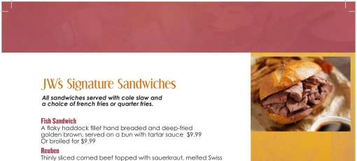 Menu for J W Halls Steak & Seafood Inn in Aliquippa, PA | Sirved