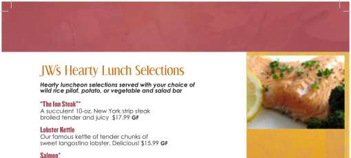Menu for J W Halls Steak & Seafood Inn in Aliquippa, PA | Sirved