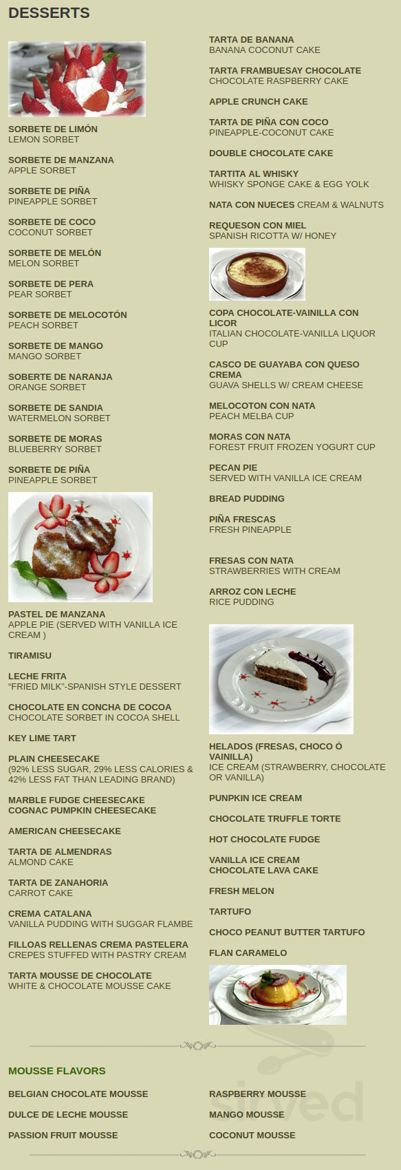Fornos of Spain menus in Newark, New Jersey, United States