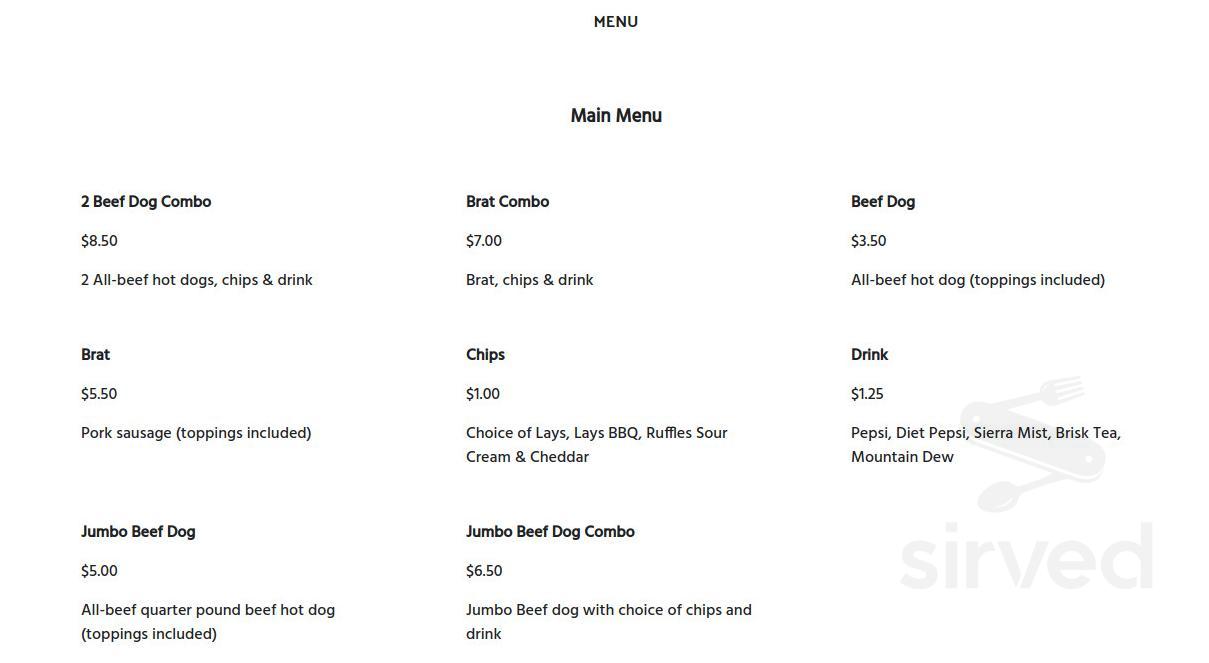 The Atomic Dog menu in Charlotte, North Carolina, USA