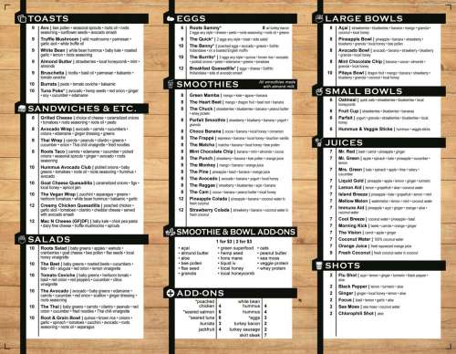 Roots Juice Bar & Cafe menu in Huntington, New York, USA