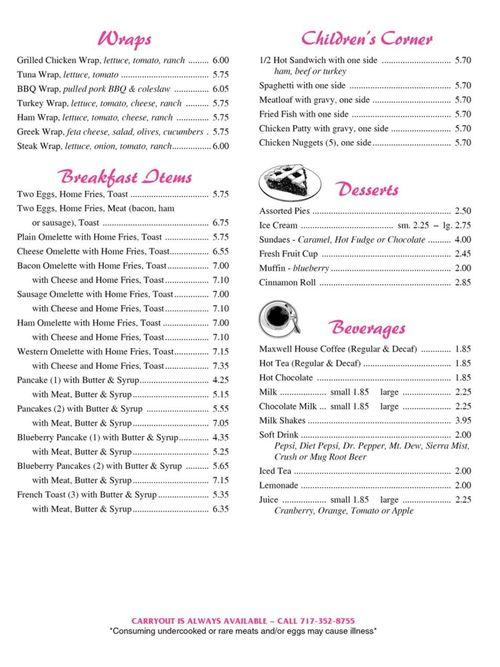 Flamingo Restaurant menu in Fayetteville, Pennsylvania, USA