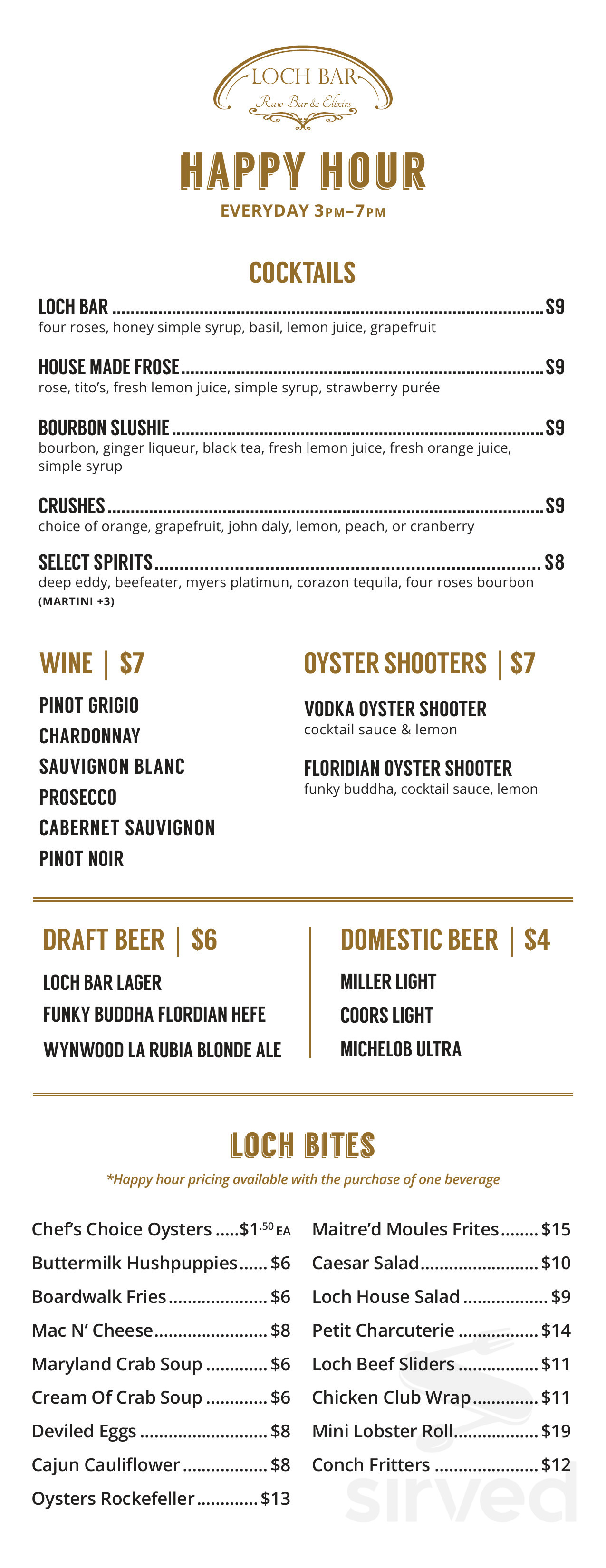 Loch Bar Menu In Boca Raton Florida USA Loch Bar Menu In Boca Raton Florida USA
