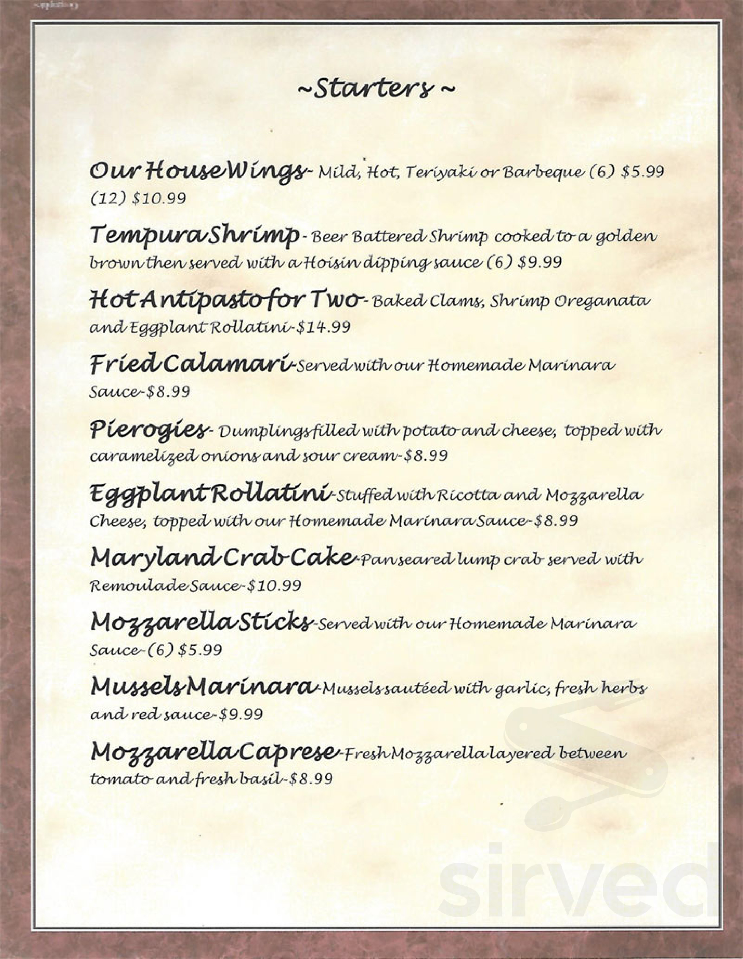 Menu for Our House Restaurant and Banquet Facility in Farmingdale, NJ ...