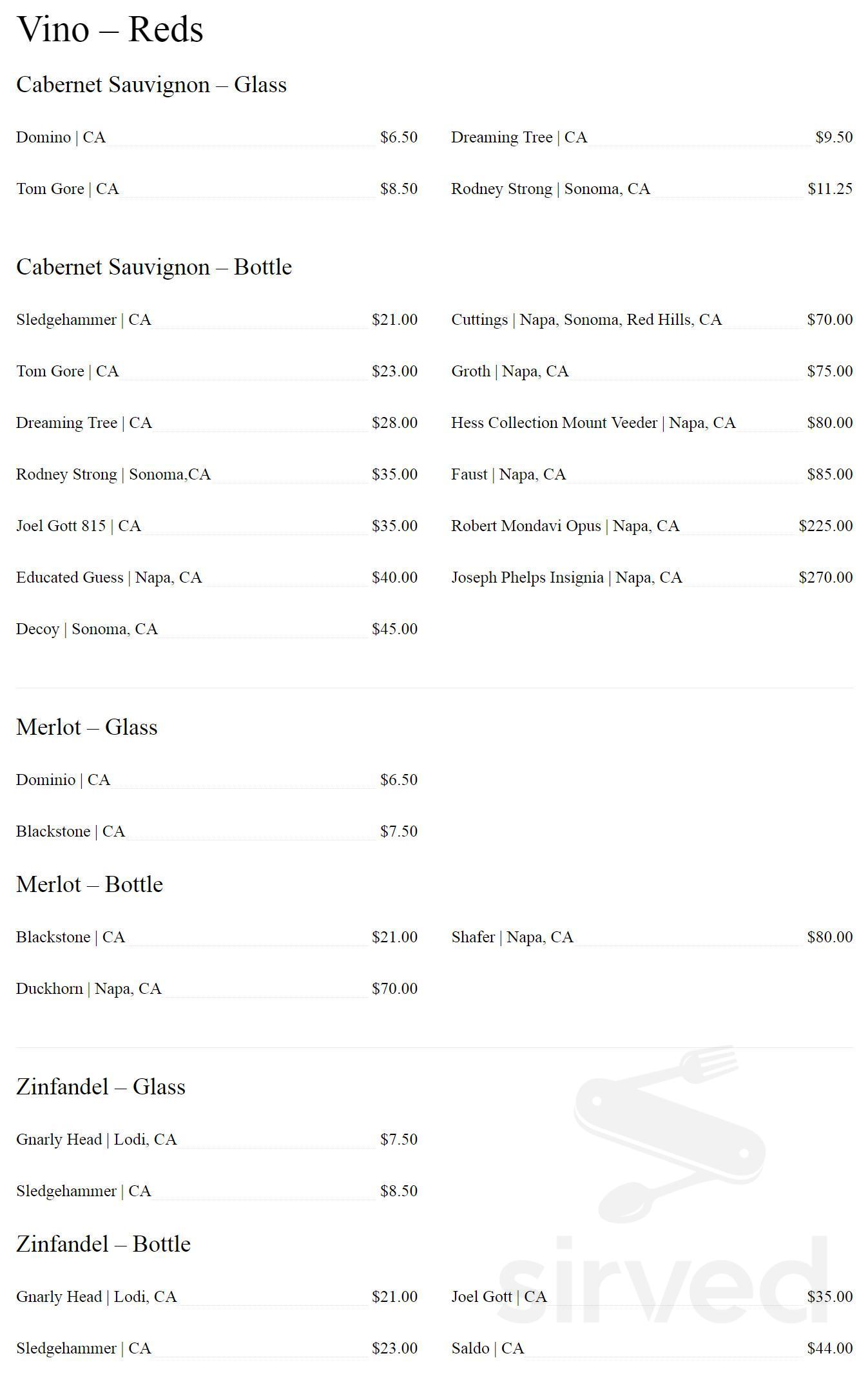 Menu - Boardman OH's Caffe Capri Italian Bar & Grille | Sirved
