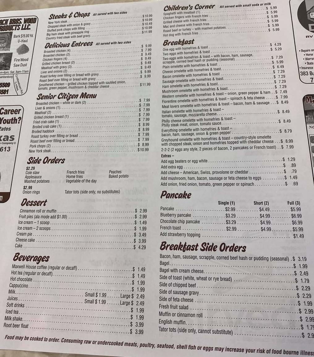 Menu for Greyhound Family Restaurant in Shippensburg, PA | Sirved