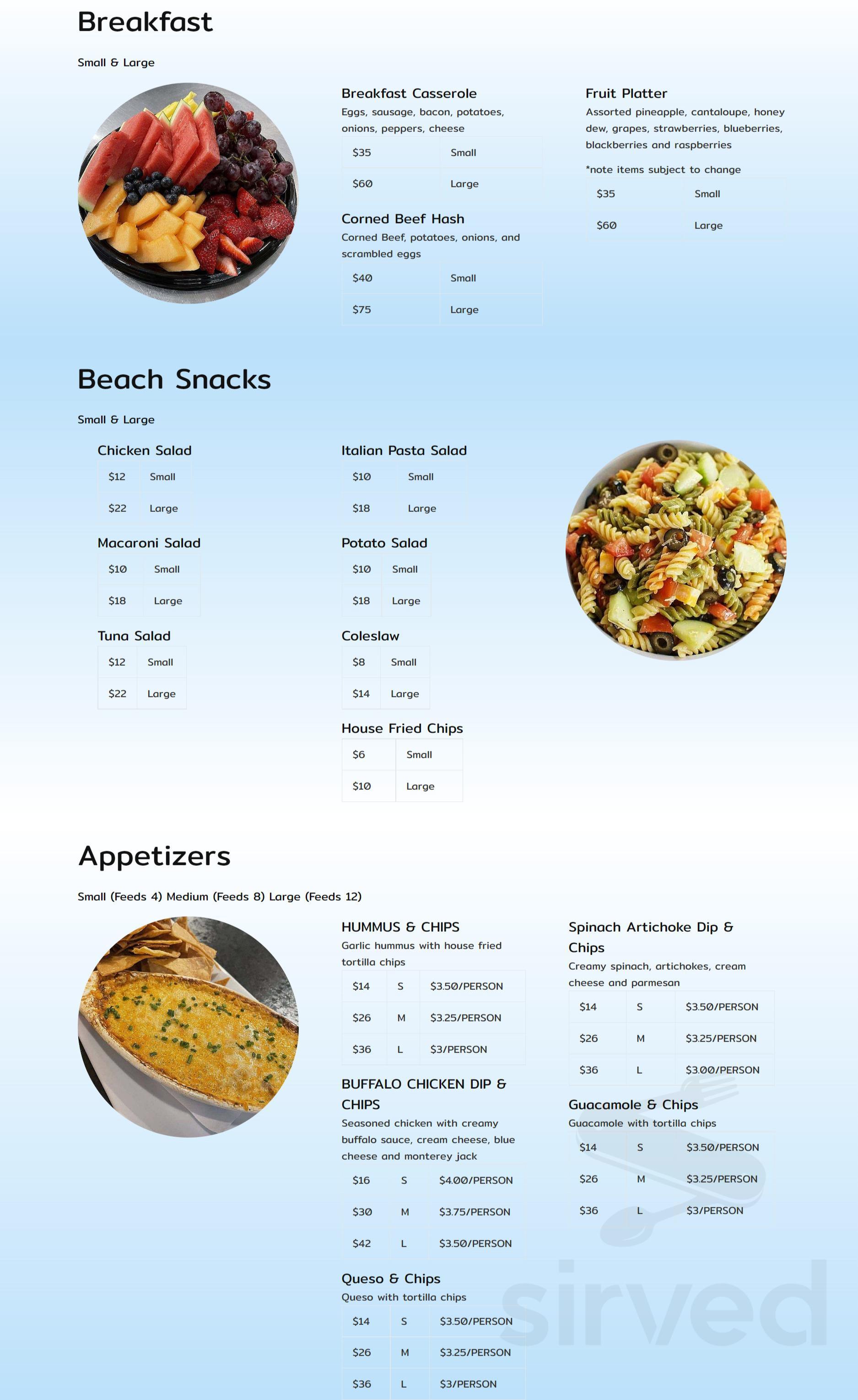 Menu - Ocean Isle Beach NC's FEAST OIB | Sirved