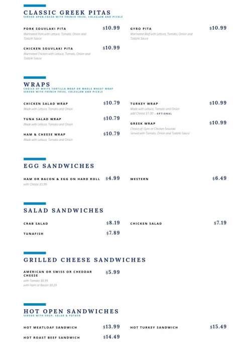 Blue Ribbon Restaurant & Bakery menu in Schenectady, New York, USA