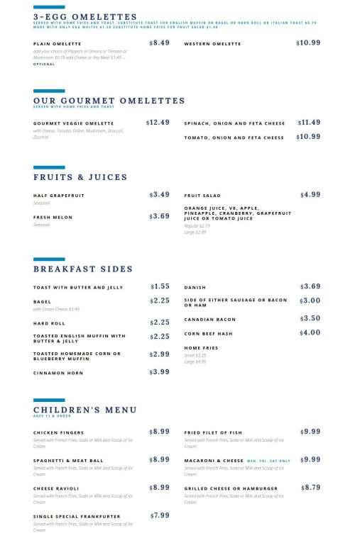Blue Ribbon Restaurant & Bakery menu in Schenectady, New York, USA