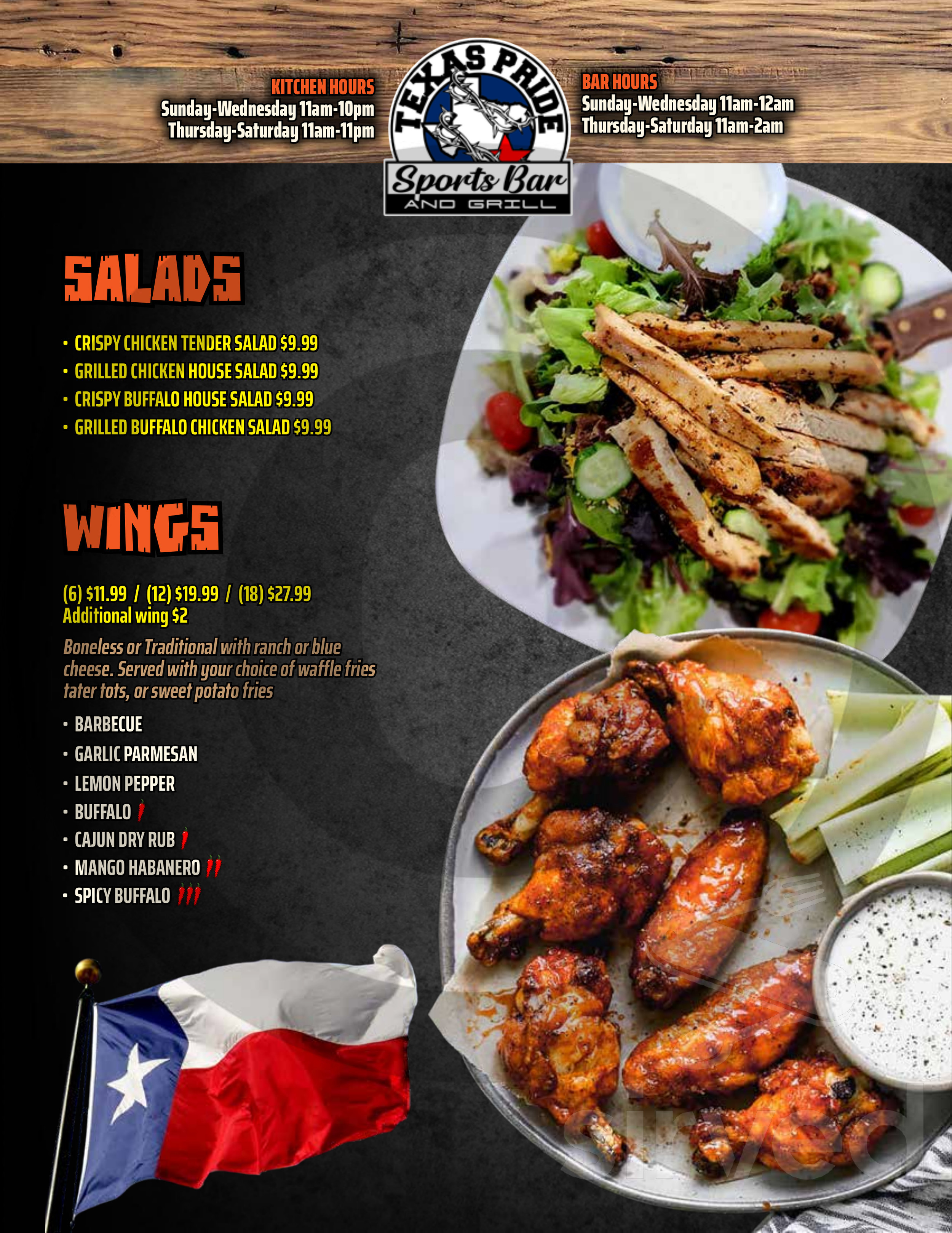 Menu - Aransas Pass TX's Texas Pride Sports Bar and Grill | Sirved