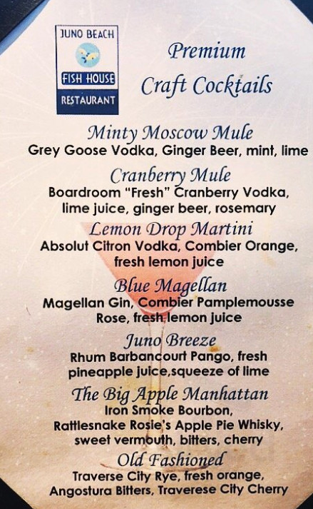 Juno Beach Fish House menu in Juno Beach, Florida, USA