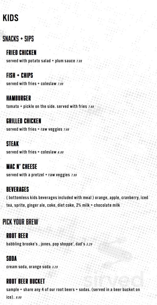 Beertown Public House Cambridge menu in Cambridge, Ontario, Canada