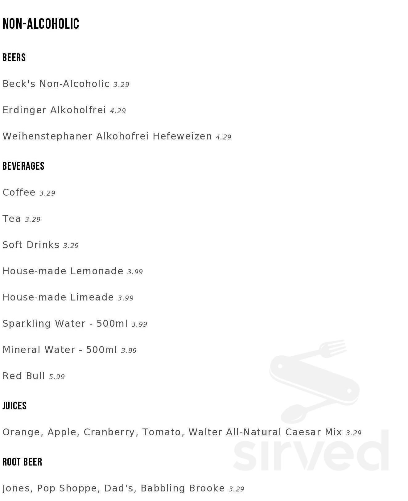 Beertown Public House Cambridge menu in Cambridge, Ontario, Canada