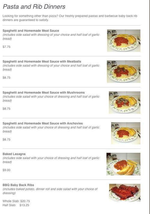 Ron's Pizza menu in Dayton, Ohio, USA