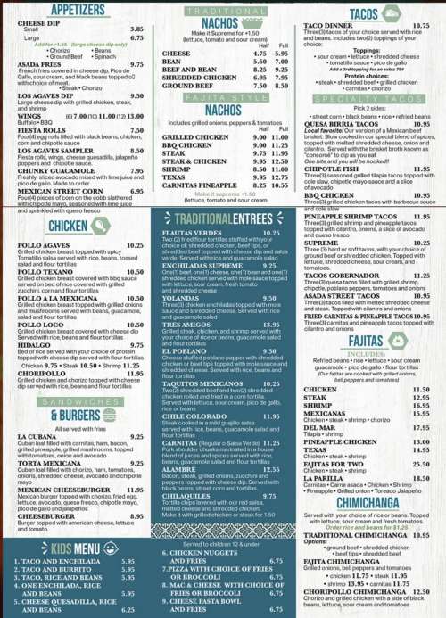 Los Agaves Méxican Restaurant menu in Parkersburg, West Virginia, USA
