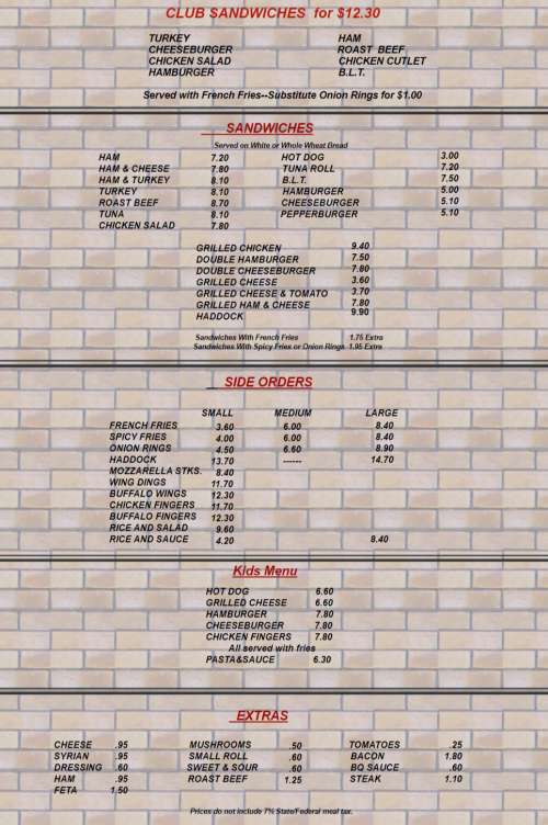 George's Delicatessen menu in Lowell, Massachusetts, USA