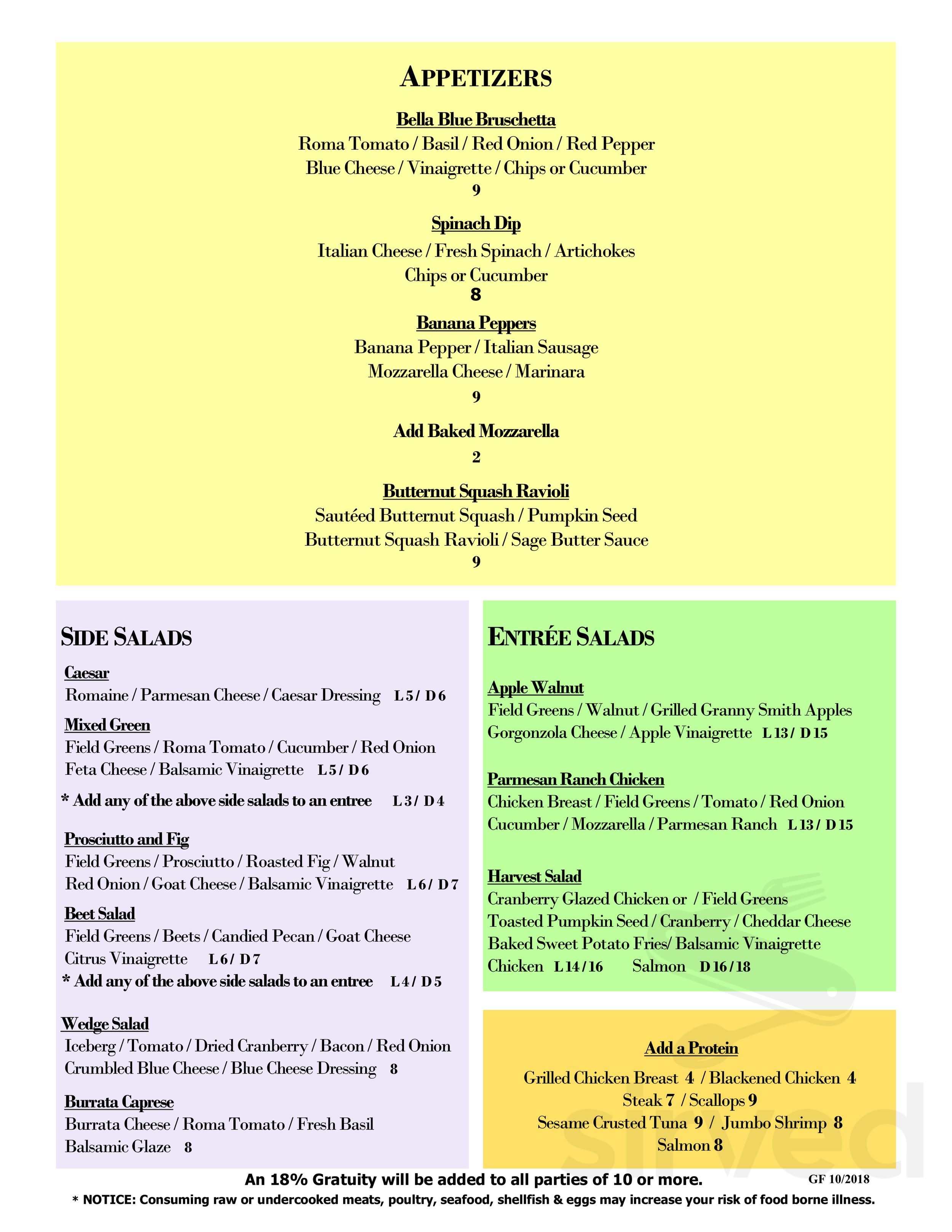 Bella Frutteto Express & Catering Menu - Wexford, Pennsylvania | Sirved