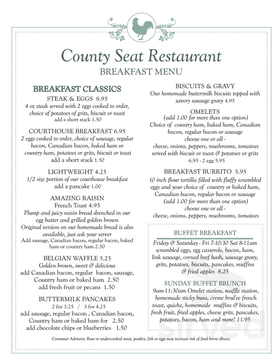 County Seat Restaurant & Gathering Place menu in Powhatan, Virginia, USA