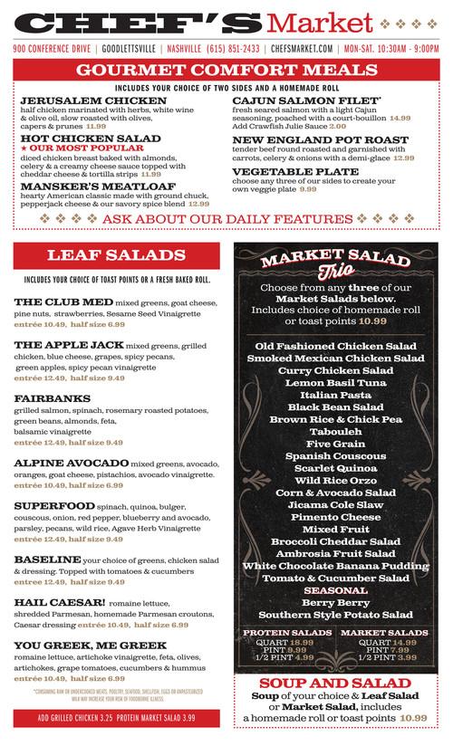 Chef's Market menu in Goodlettsville, Tennessee, USA