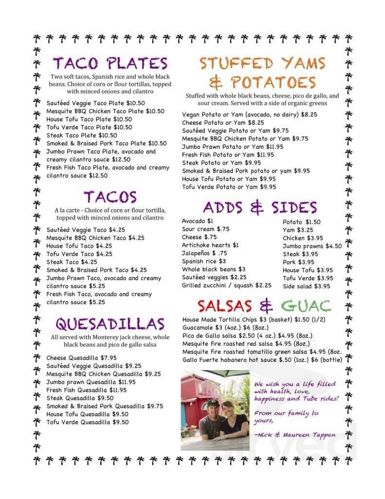 Menu - Sebastopol CA's Papas and Pollo | Sirved