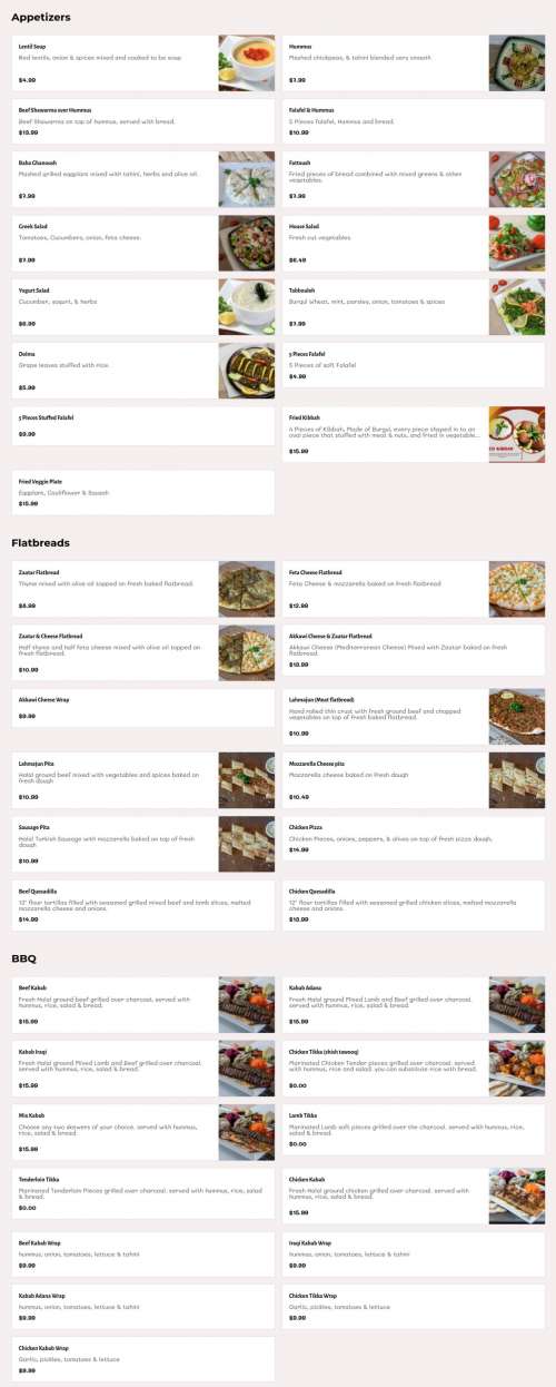 Usta Kababgy menu in Austin, Texas, USA