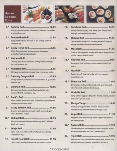 Ninja Japanese Steakhouse menu in Cullman, Alabama, USA