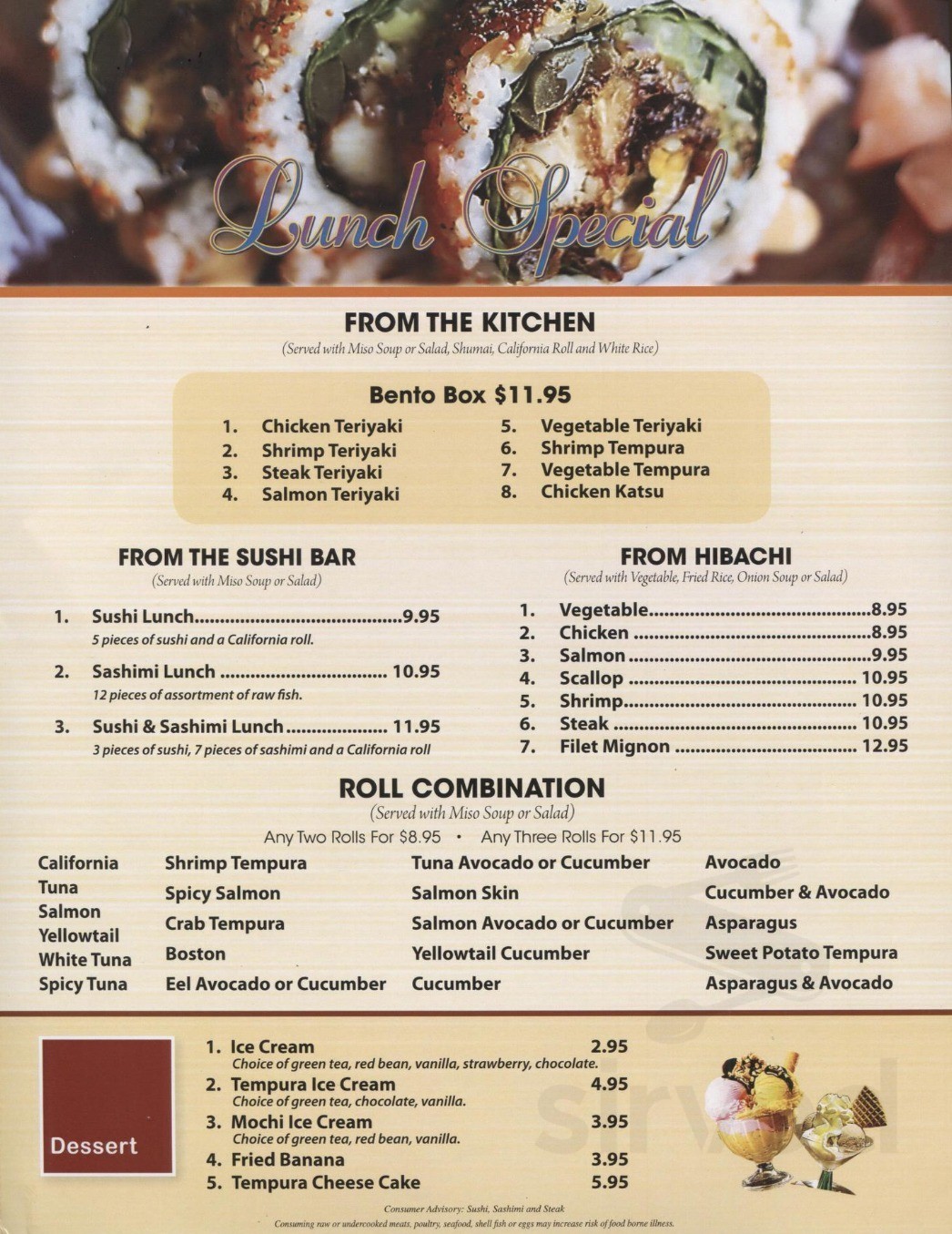 Menu for Ninja Japanese Steakhouse in Cullman, AL | Sirved