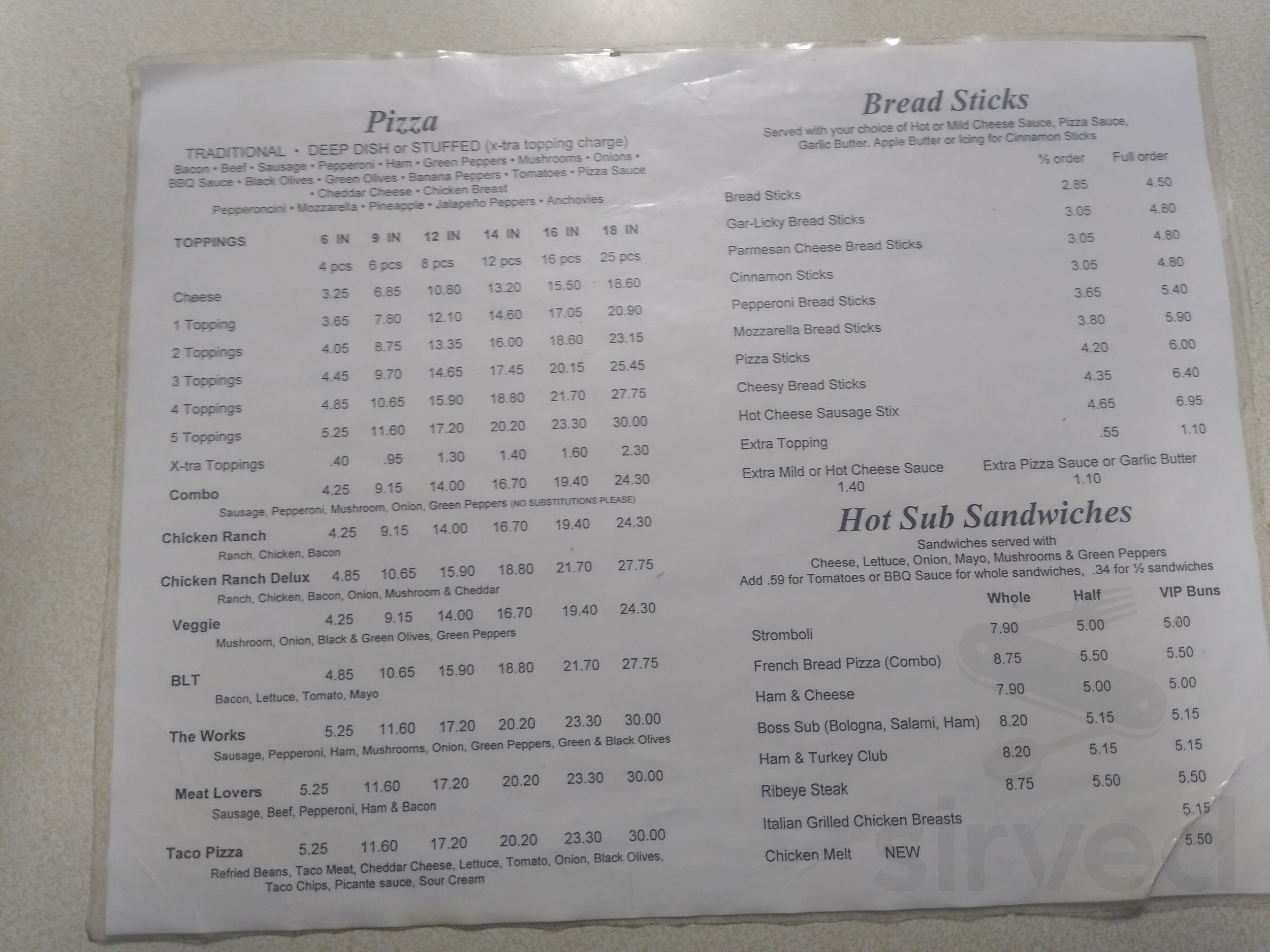 Faytastic Pizza menus in Shoals, Indiana, United States