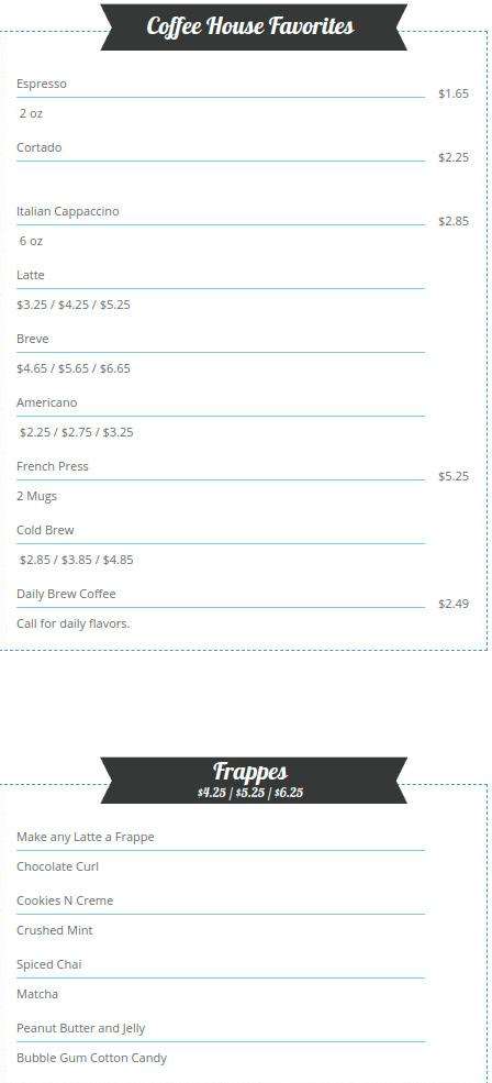 Sugar Leaf Bakery, Cafe & Espresso menu in Branson, Missouri, USA