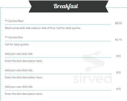 Sugar Leaf Bakery, Cafe & Espresso menu in Branson, Missouri, USA