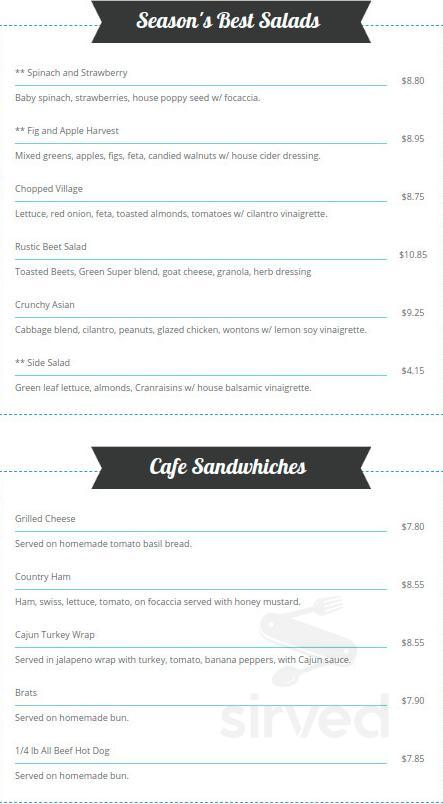 Menu for Sugar Leaf Bakery, Cafe & Espresso in Branson, Missouri ...