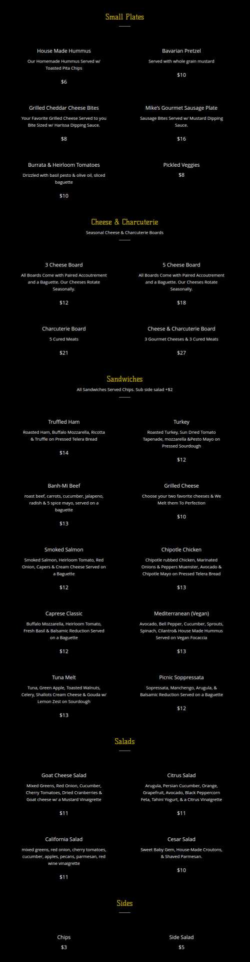 Brews Brothers menu in North Hollywood, California, USA