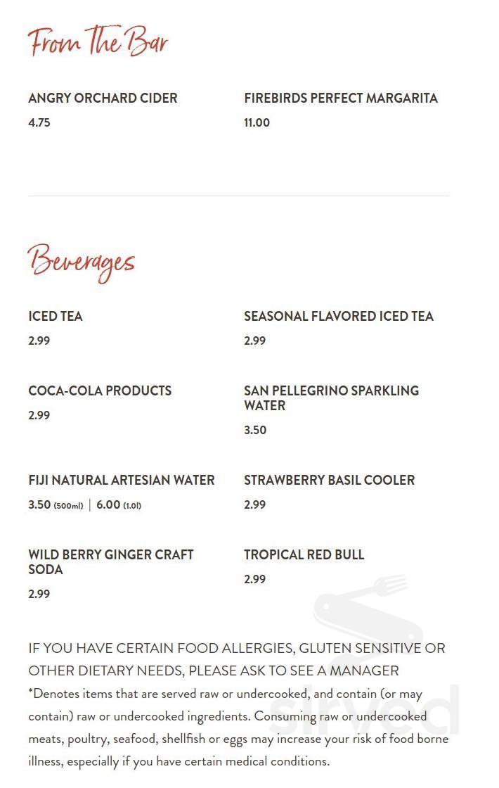 Firebirds Wood Fired Grill menu in Columbus, Ohio, USA