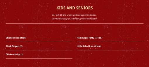 Menu for Beefmaster Steakhouse in Ballinger, TX | Sirved