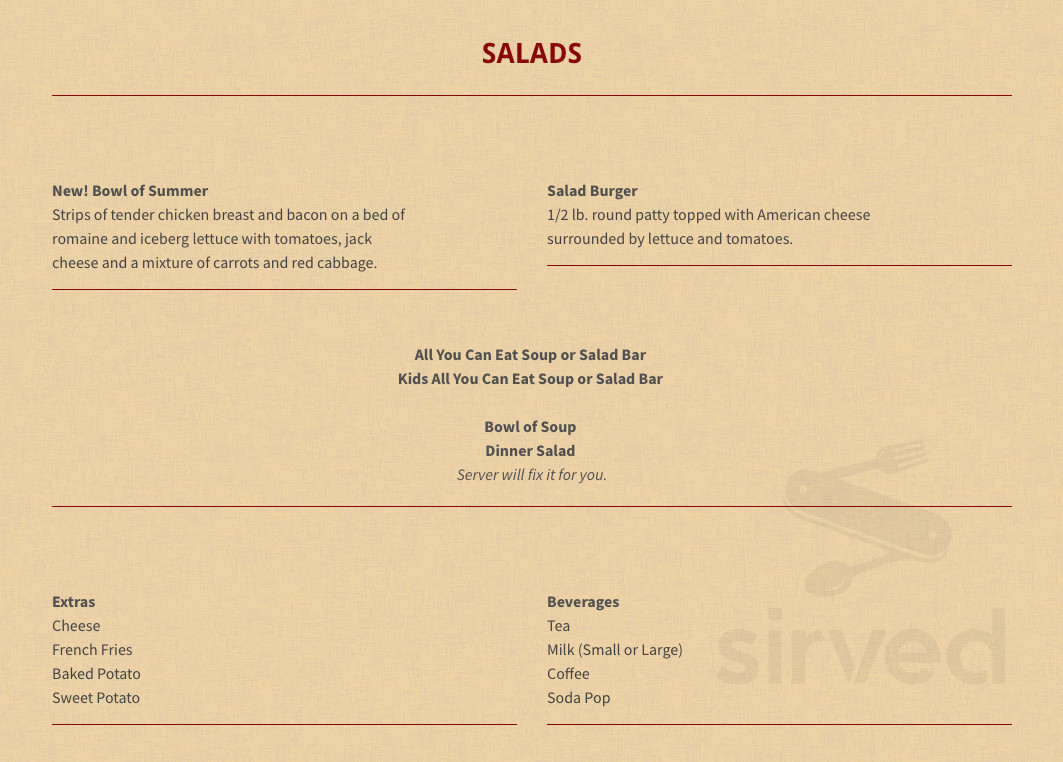 Beefmaster Steakhouse menus in Ballinger, Texas, United States